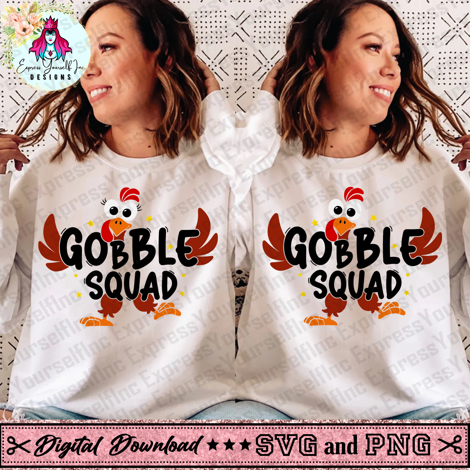 Gobble Squad svg, Gobble Squad Turkey svg, Funny Thanksgiving Svg, Kids ...