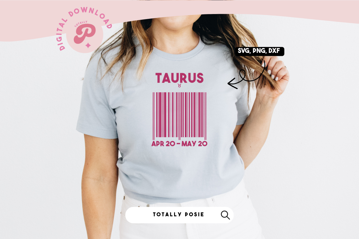 'Taurus' Bold Typography with Zodiac Symbol and Barcode Aesthetic ...