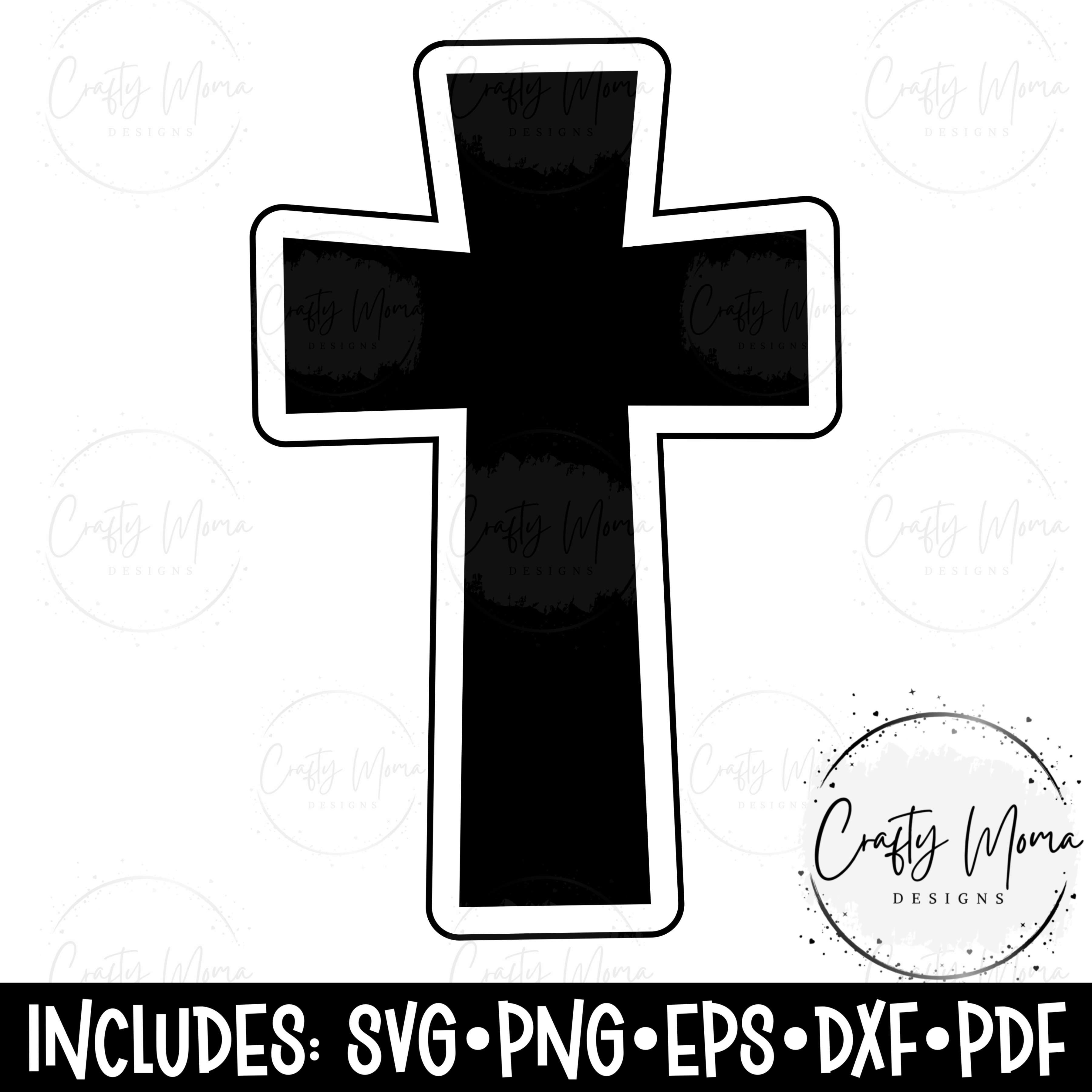 Bold Black Cross with Crisp White Outline in Minimalist Style | Jiffy ...