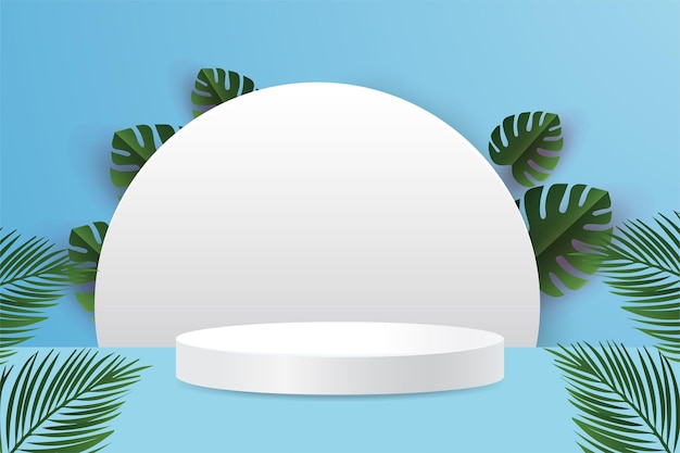Tropical Oasis: Lush Foliage Frames Sleek White Podium | Jiffy Designs