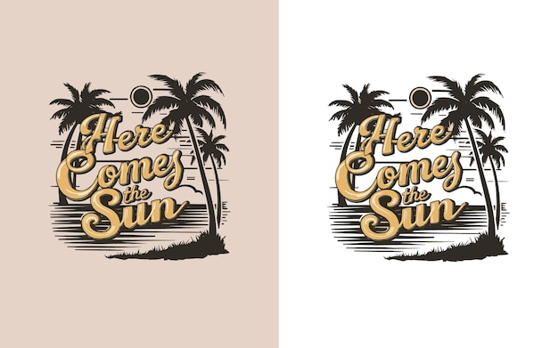 Tropical Sunset Lettering Design with Palm Trees | Jiffy Designs