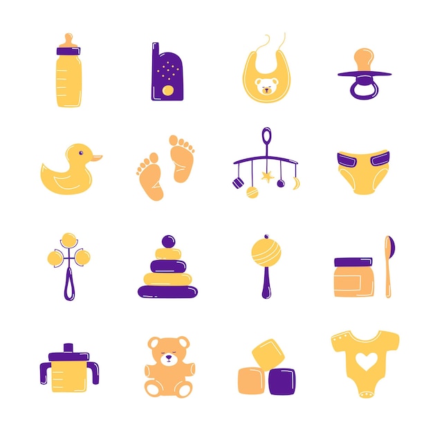 Vibrant Icons for Baby Essentials and Nursery Decor | Jiffy Designs