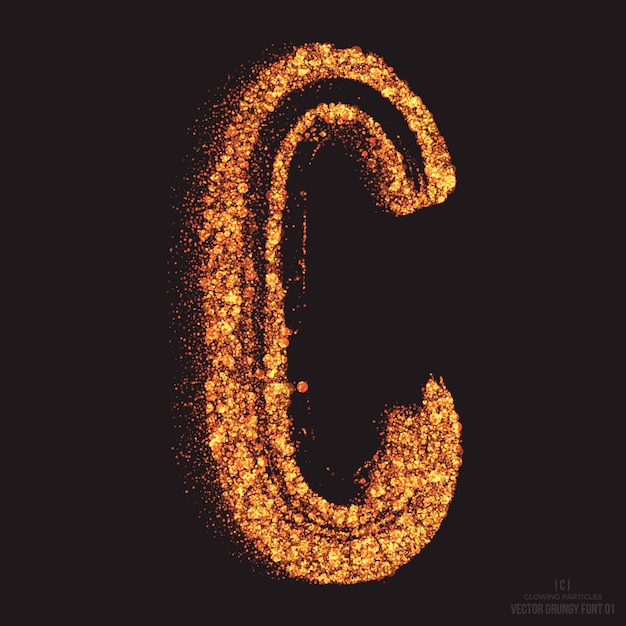 Glowing Golden Sparkle Alphabet Letter C on Dark Background | Jiffy Designs