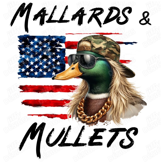 'Mallards & Mullets' Patriotic Duck with Sunglasses and American Flag ...
