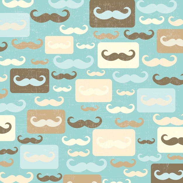 Whimsical Mustache Pattern with Blank Speech Bubbles | Jiffy Designs