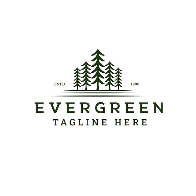 Majestic Evergreen Forest with Vintage Emblem and Tagline | Jiffy Designs
