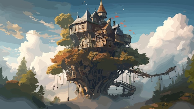 Enchanting Treehouse Castle in a Whimsical Woodland Landscape | Jiffy ...