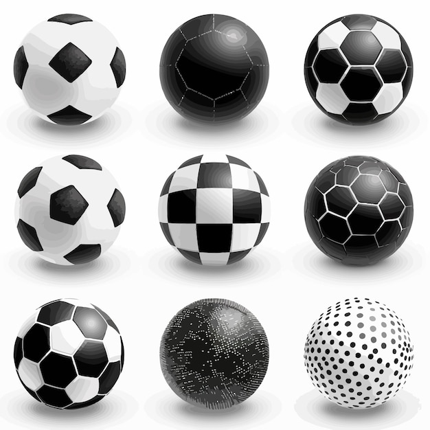 Diverse Collection of Iconic Soccer Balls in Black and White | Jiffy ...