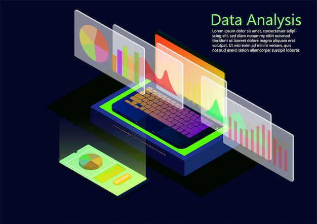 Vibrant Data Visualization on Laptop with Holographic Charts | Jiffy ...