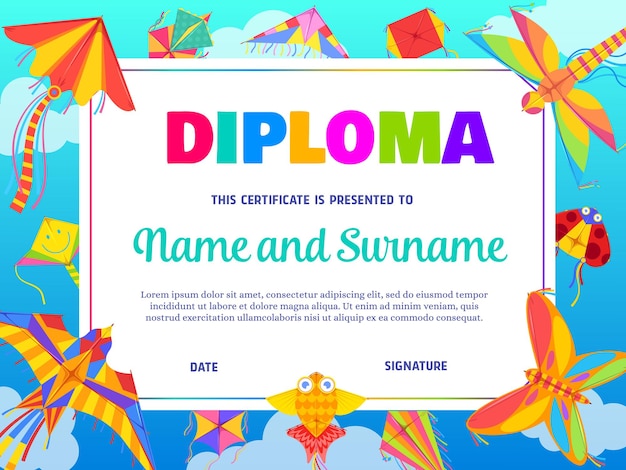 Vibrant Diploma Certificate with Playful Origami Decorations | Jiffy ...