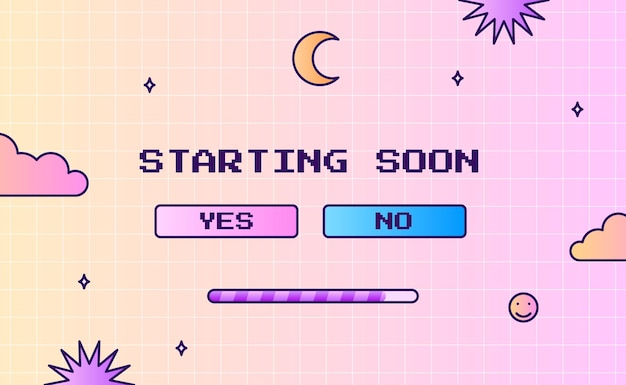 Charming Pixel Art 'Starting Soon' Screen with Yes/No Options | Jiffy ...