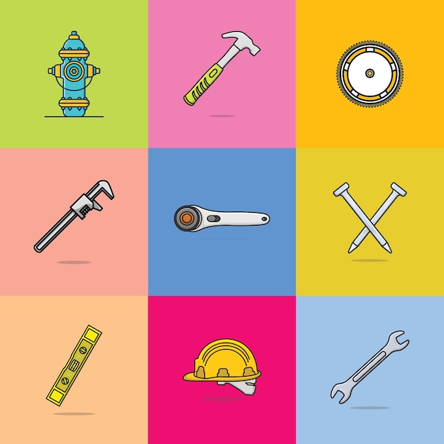 Vibrant Tools and Hardware Icons in Playful Pop Art Style | Jiffy Designs