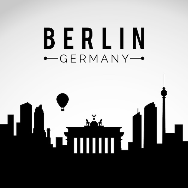 Iconic Berlin Skyline with Brandenburg Gate Silhouette | Jiffy Designs