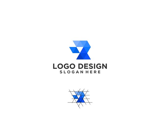 Sleek Blue Geometric Logo with Intersecting Triangles | Jiffy Designs