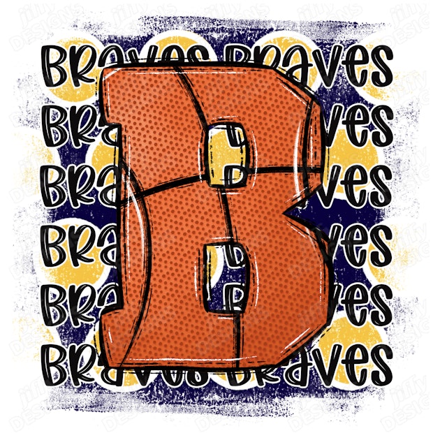 'Braves' Basketball-Inspired Typography with Textured Orange Letter B ...