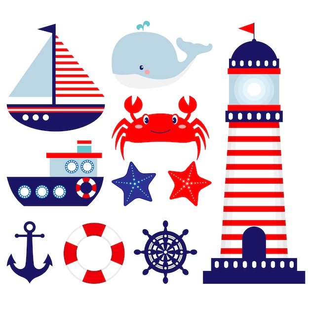Vibrant Nautical Collection of Iconic Ocean Symbols | Jiffy Designs