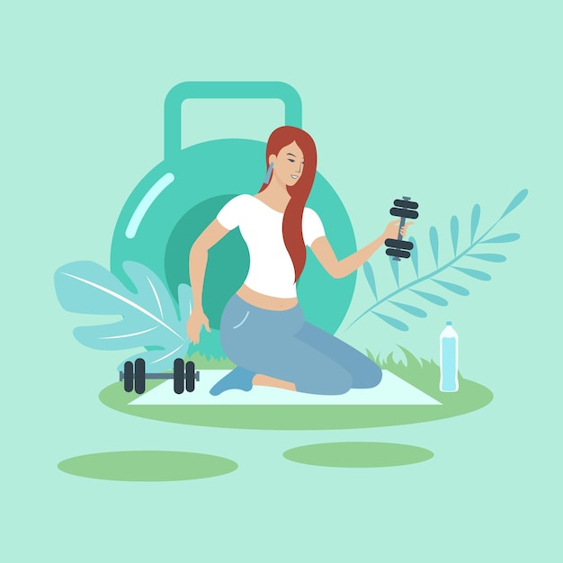Fitness enthusiast's workout session with weights and nature | Jiffy ...