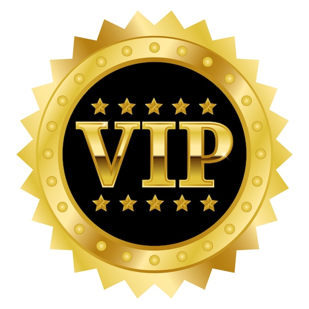 Elegant Golden VIP Badge with Radiant Star Accents | Jiffy Designs