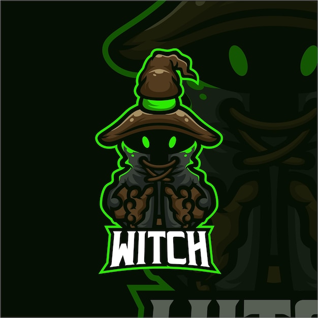Enchanting Witch Mascot with Glowing Green Accents | Jiffy Designs