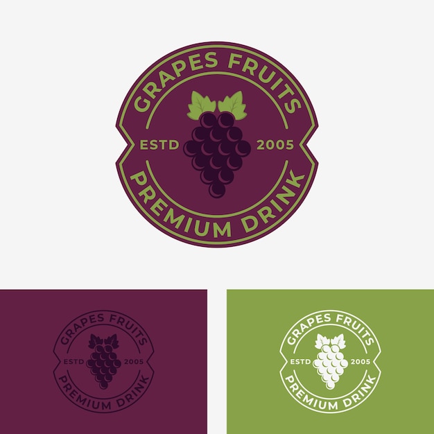 Vibrant Grapes Fruits Premium Drink Badge Design | Jiffy Designs