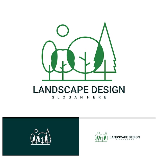 Minimalist Landscape Design Logo with Trees and Family Figures | Jiffy ...