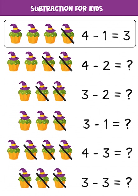 Festive Cupcake Subtraction Exercises for Young Learners | Jiffy Designs