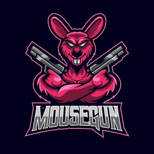 Fierce Rabbit Mascot with Crossed Pistols | Jiffy Designs