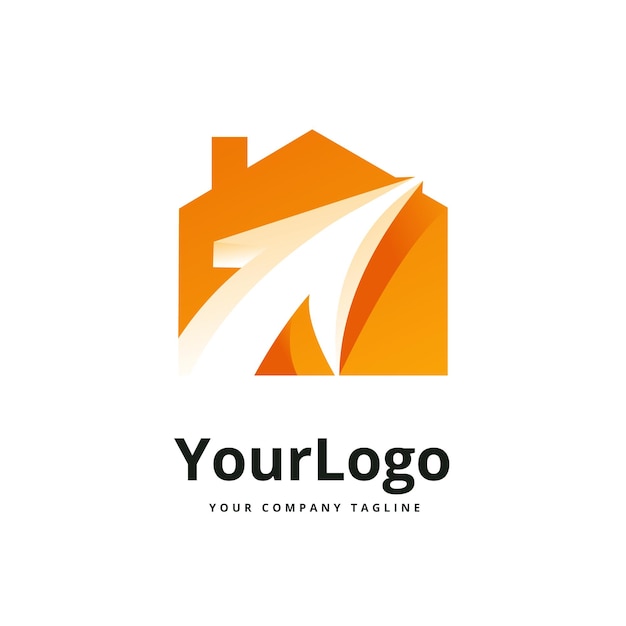 Vibrant Geometric House Icon with Upward Arrow | Jiffy Designs