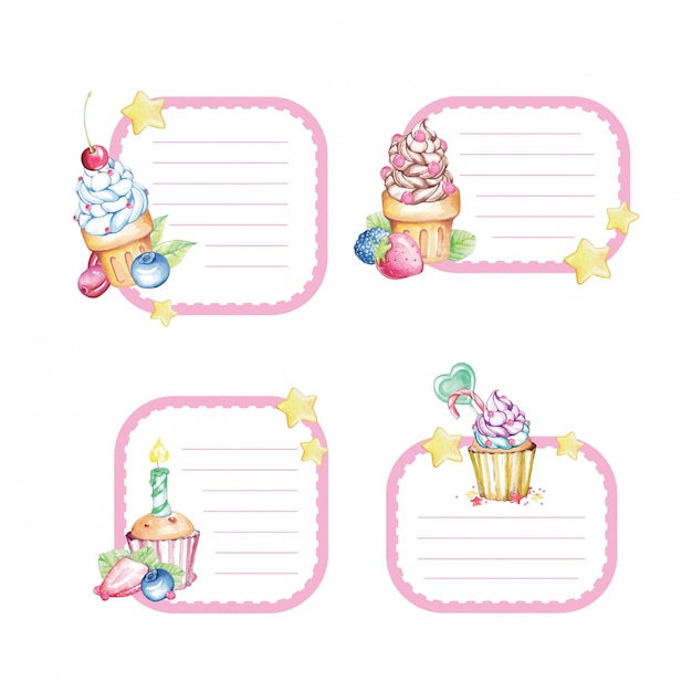 Whimsical Cupcake and Candy-Themed Labels with Decorative Frames ...