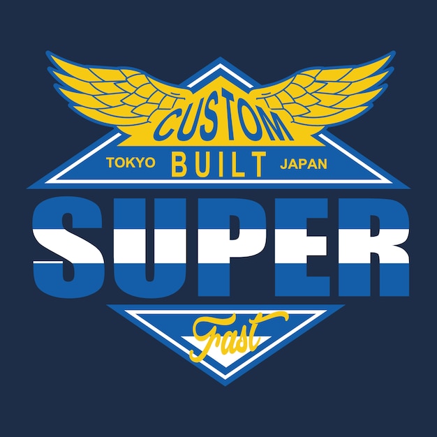 Vintage Tokyo Super Custom Built Logo with Wings Emblem | Jiffy Designs