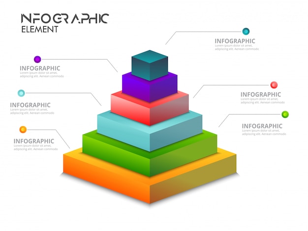 Vibrant Layered Pyramid of Geometric Shapes and Infographic Elements ...