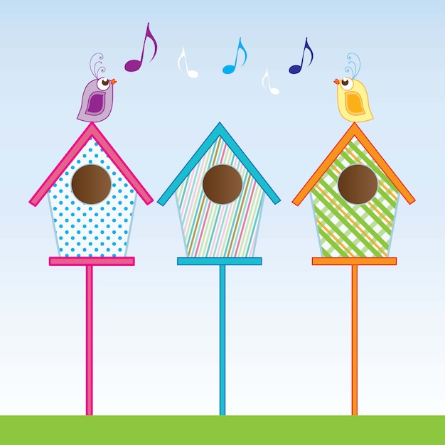 Vibrant Birdhouses with Musical Notes and Polka Dot Patterns | Jiffy ...
