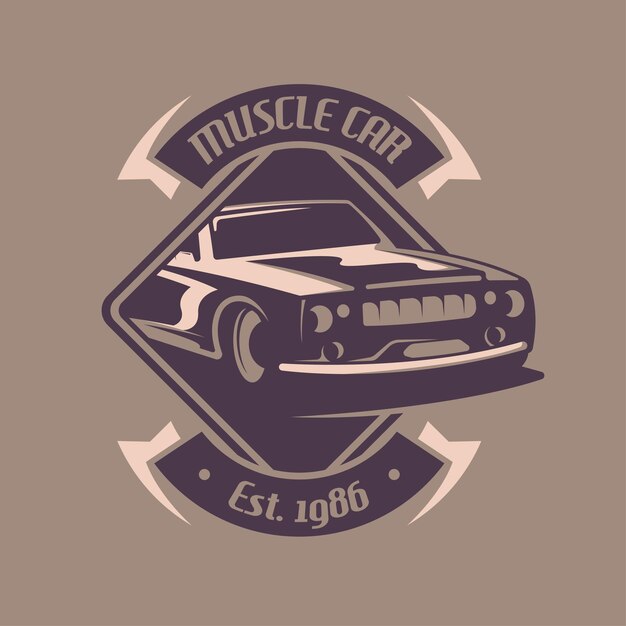 Vintage Muscle Car Emblem with Retro Design | Jiffy Designs