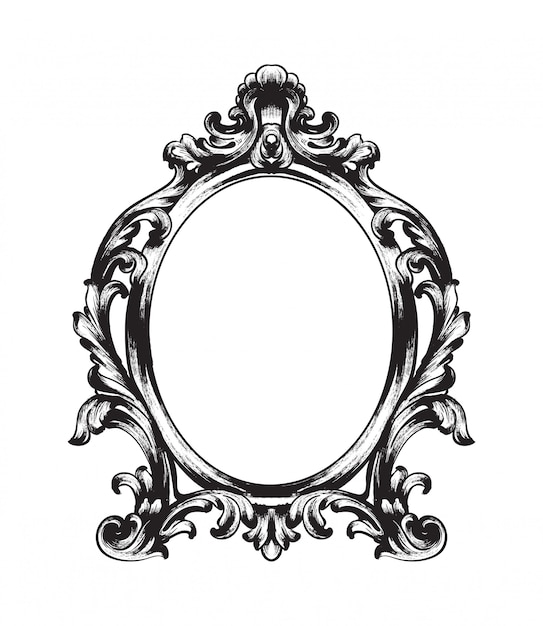 Ornate Baroque-Style Oval Frame with Intricate Swirls and Flourishes ...