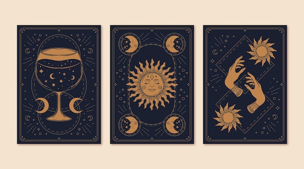 Celestial Tarot Trio: Sun, Moon, and Cosmic Figures | Jiffy Designs
