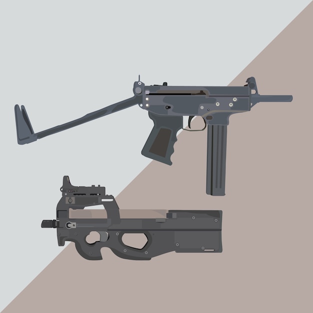 Sleek Modern Submachine Guns in Minimalist Monochrome | Jiffy Designs
