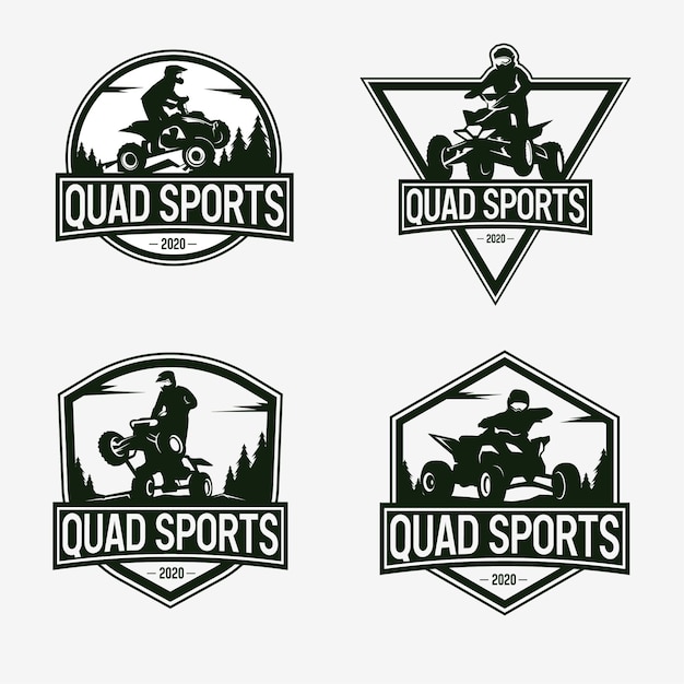 Rugged Quad Sports Adventure Emblems with Silhouetted Riders | Jiffy ...