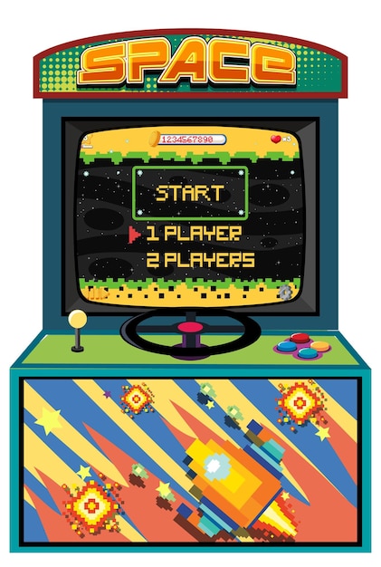 Retro Arcade Game Console with Space Shooter Display | Jiffy Designs