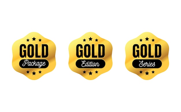 Luxurious Golden Hexagon Badges with Elegant Typography | Jiffy Designs