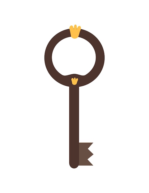 Elegant Brown Key with Golden Crown Emblem | Jiffy Designs