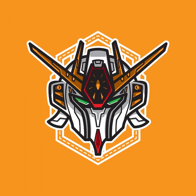 Sleek and Powerful Mech Emblem in Striking Orange | Jiffy Designs