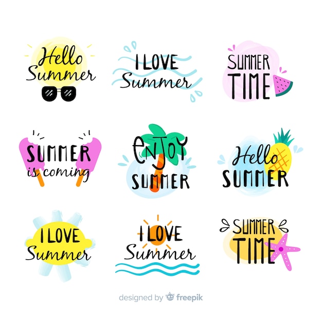 Vibrant Summer-Themed Text Graphics Collection with Diverse Designs ...