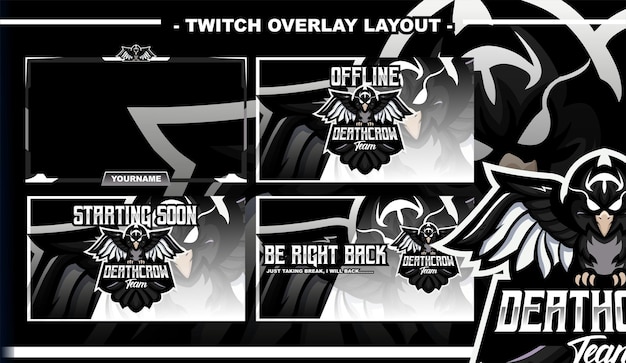 Striking Monochrome Twitch Overlay Layout with Deathclaw Branding ...