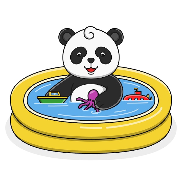 Playful Panda Splashing in Colorful Pool with Toys | Jiffy Designs