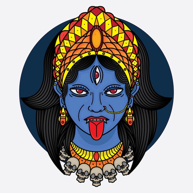 Vibrant Goddess of Destruction: Kali's Powerful Visage | Jiffy Designs