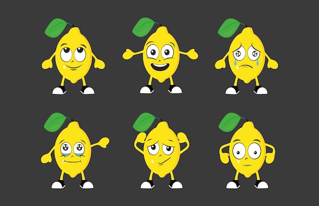Charming Lemon Cartoon Characters in Diverse Expressions | Jiffy Designs