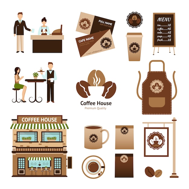Vibrant Collection of Coffee House Themed Elements and Accessories ...