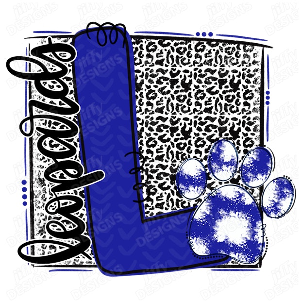 'Leopards' Bold Blue Letter L with Paw Print and Animal Pattern | Jiffy ...