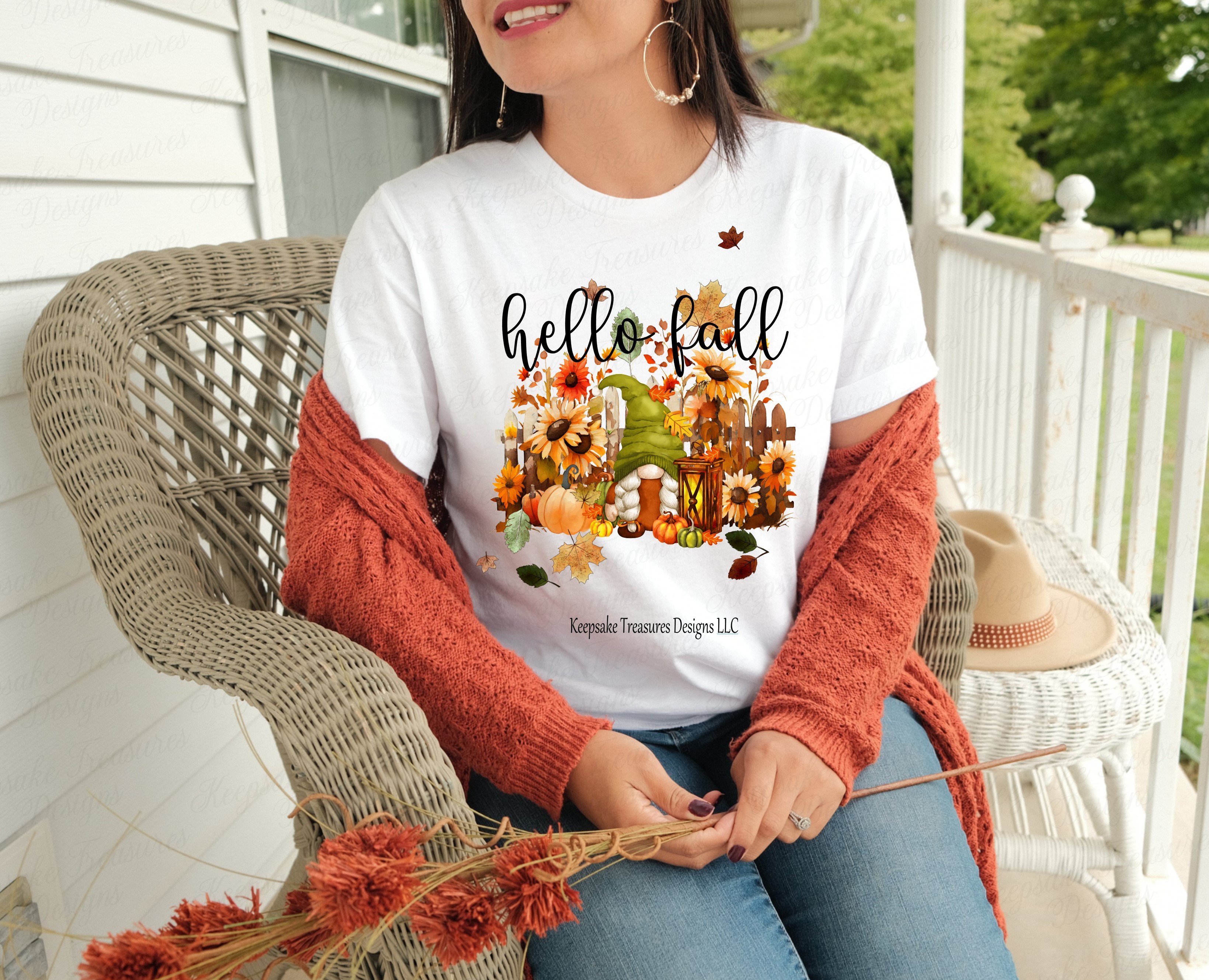 'Hello Fall' Autumnal Scene with Rustic Charm and Vibrant Seasonal ...