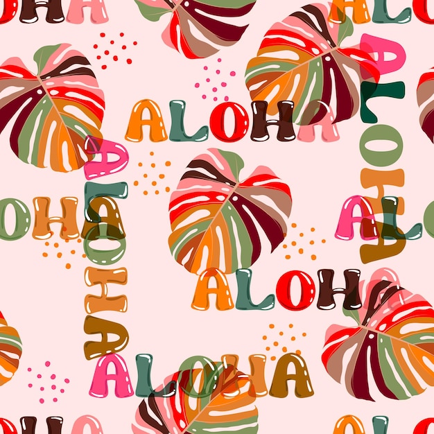 Vibrant Hawaiian Aloha Pattern with Tropical Leaves | Jiffy Designs